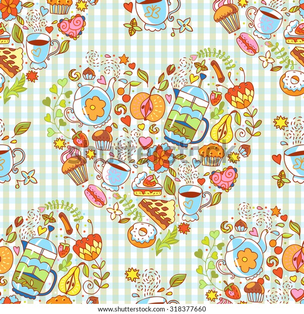 Seamless Vector Pattern Tea Pot Tea Stock Vector (Royalty Free ...