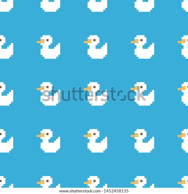Seamless Vector Pixel Art Yellow Ducks Stock Vector (Royalty Free ...