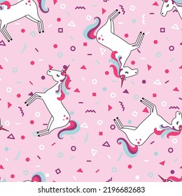 Seamless Vector Unicorn Geometric Shapes Bright Stock Vector (Royalty ...