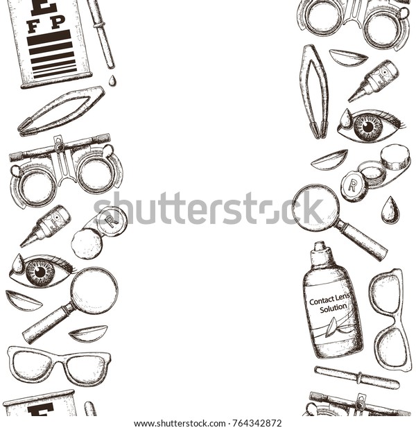 Seamless Vertical Borders Medical Optometry Accessory Stock Vector ...