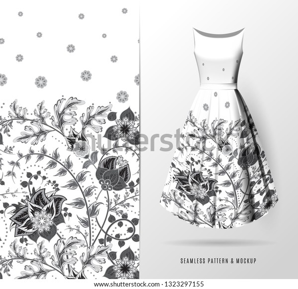 Seamless Vertical Fantasy Flowers Pattern Hand Stock Vector (Royalty ...