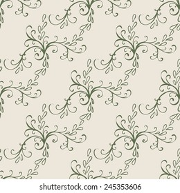 Seamless Vintage Floral Pattern Vector Illustration Stock Vector ...