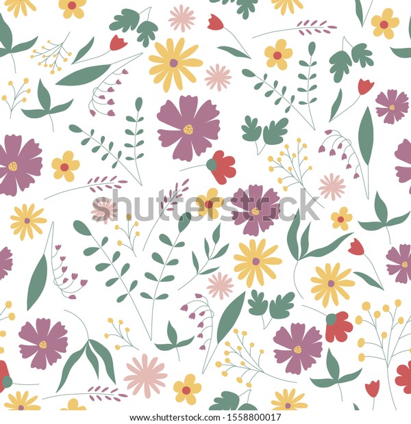 Seamless Vintage Floral Set Pattern Simple Stock Vector (Royalty Free ...