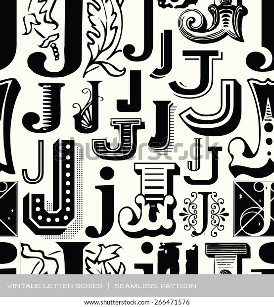 Seamless Vintage Pattern Letter J Stock Vector (Royalty Free) 266471576