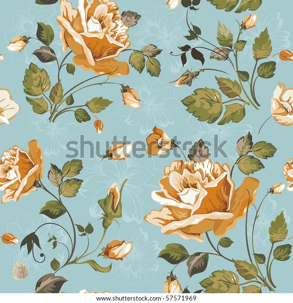 Seamless Wallpaper Pattern Yellow Roses On Stock Vector (Royalty Free ...