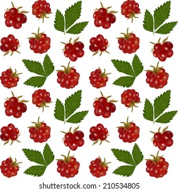 Vektor Stok Seamless White Background Arctic Bramble Berry (Tanpa ...