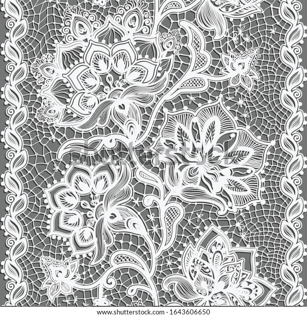 Seamless White Lace Borders Vector Decoration Stock Vector (Royalty ...