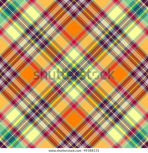 Seamless Yelloworange Green Diagonal Checkered Pattern Stock Vector ...
