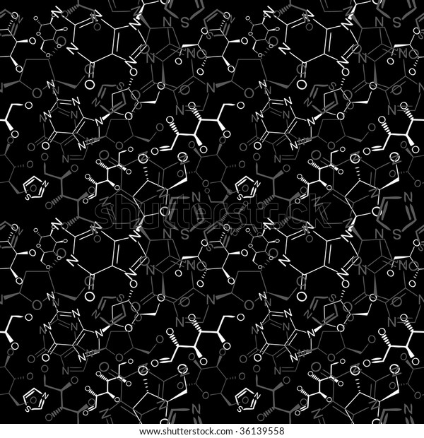 Seamlessly wallpaper chemistry formulas on black