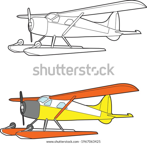 Seaplane Vector Drawing Transportation Learning Education Stock Vector ...