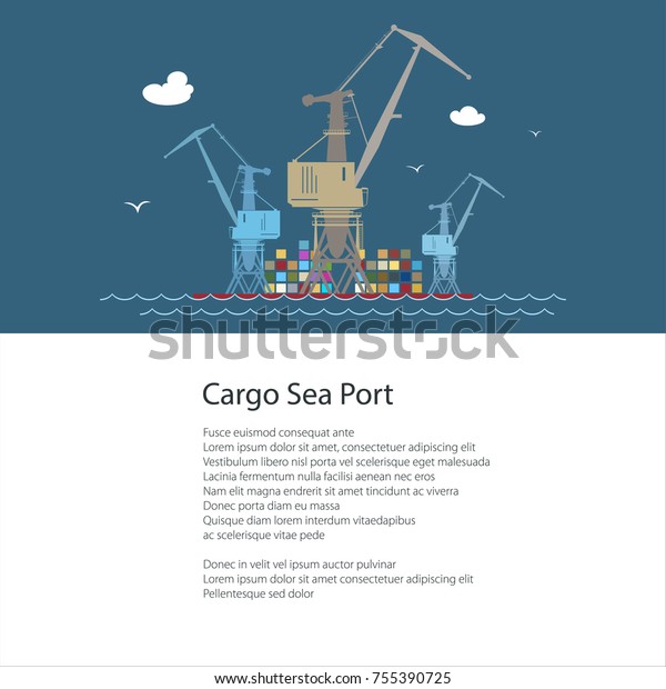 Seaport Sea Text Poster Containers Cargo Stock Vector (Royalty Free ...