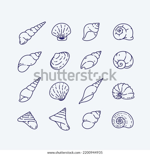 Seashell Contour Illustration Line Art Icon Stock Vector (Royalty Free ...
