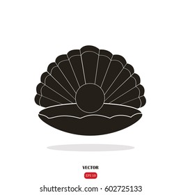 Shellfish Outline Icon Seashell Pearl Line Stock Vector (Royalty Free ...