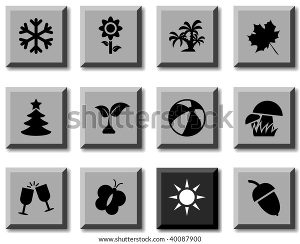 Seasons Icon Set Vector Illustration Stock Vector (Royalty Free ...