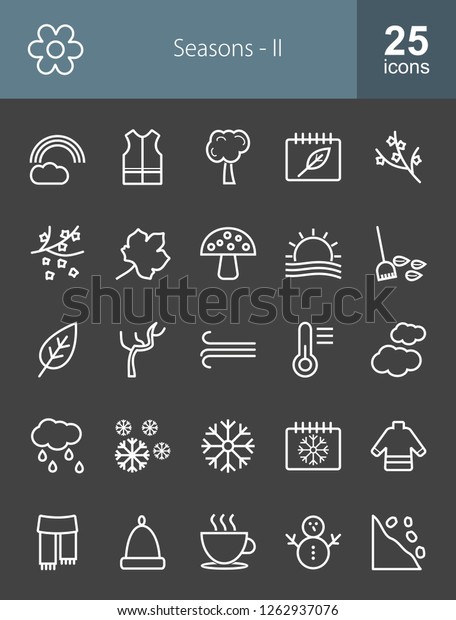 Seasons Line Icons: เวกเตอร์สต็อก (ปลอดค่าลิขสิทธิ์) 1262937076 ...