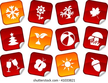 Seasons Sticker Set Vector Illustration Stock Vector (Royalty Free ...