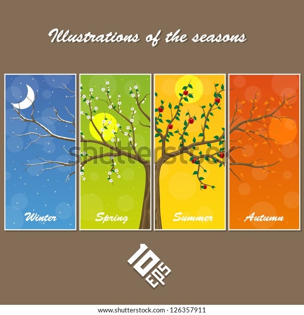 Seasons Tree Cover Illustration Stock Vector (Royalty Free) 126357911 ...