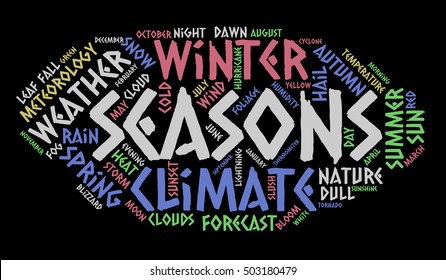 Seasons Word Cloud Weather Concept Black Stock Vector (Royalty Free ...