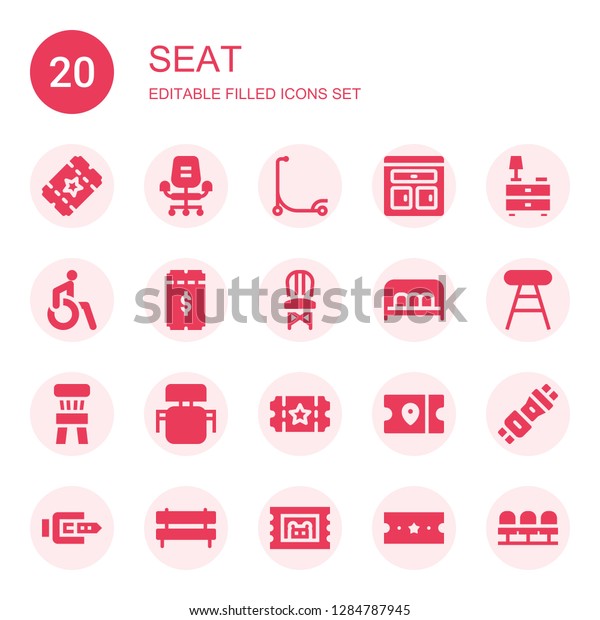 Seat Icon Set Collection 20 Filled Stock Vector (Royalty Free ...