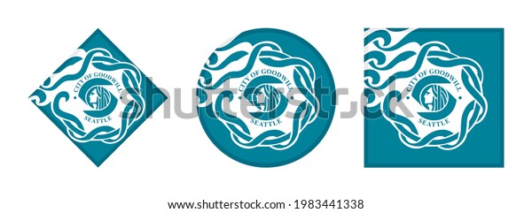 Seattle Flag Icon Set Isolated On Stock Vector (Royalty Free) 1983441338