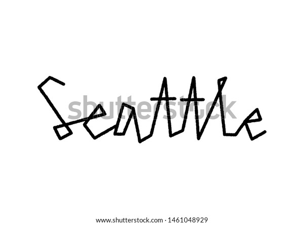 Seattle Hand Lettering On White Background Stock Vector (Royalty Free ...