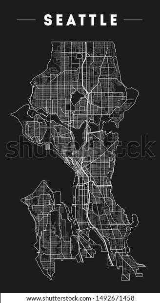 Seattle Usa City Map Retro Style Stock Vector (Royalty Free) 1492671458