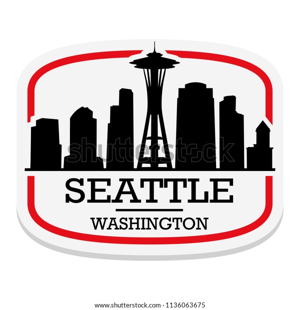 Seattle Washington Label Stamp Icon Skyline Stock Vector (Royalty Free ...