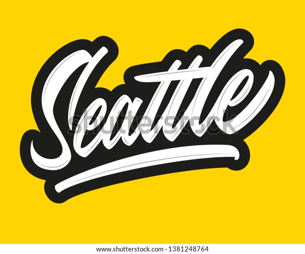 Seattle White Vector Lettering Sign Stroke Stock Vector (Royalty Free ...