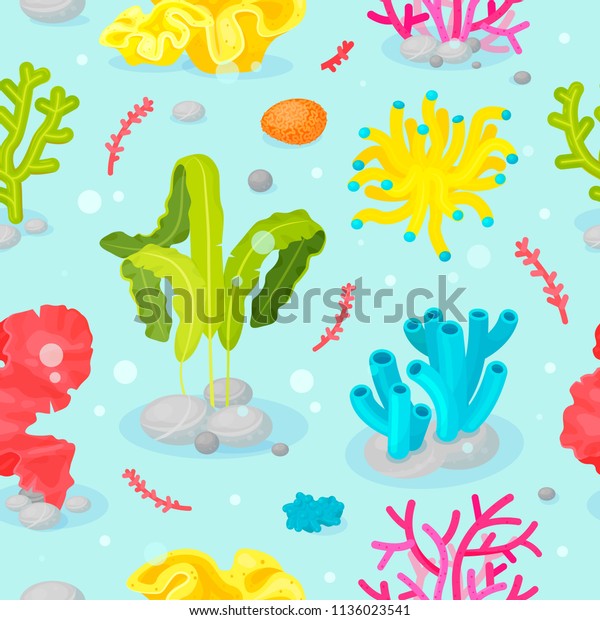 Seaweed Coral Seamless Pattern Water Life Stock Vector (Royalty Free ...