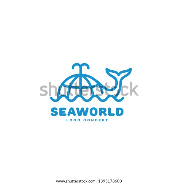 Seaworld Logo Design Template Globe Whale Stock Vector (Royalty Free ...