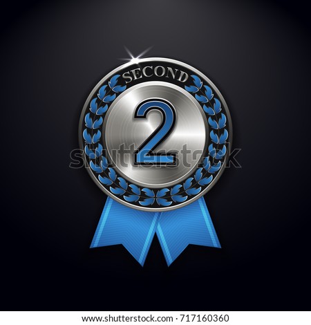 Second Place Winner Silver Medal Victory Stock Vector (Royalty Free ...