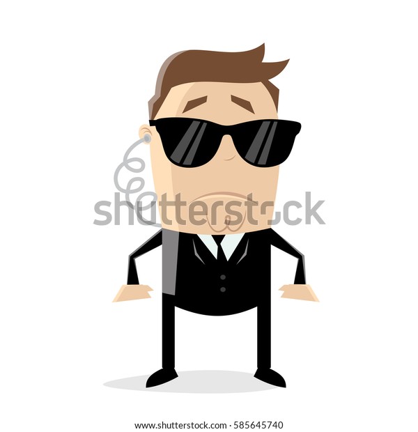 Secret Agent Cartoon Man 스톡 벡터(로열티 프리) 585645740
