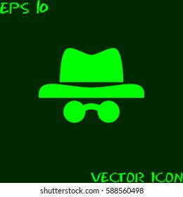 Secret Agent Icon Hat Glasses Stock Vector (Royalty Free) 588560498 ...