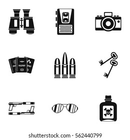 Secret Agent Icons Set Simple Illustration Stock Vector (Royalty Free ...