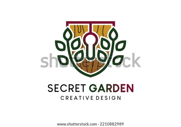 Secret Garden Logo Design Shield Vector Stock Vector (Royalty Free ...