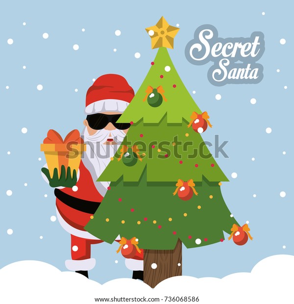 Secret Santa Cartoon Stock Vector (Royalty Free) 736068586 | Shutterstock