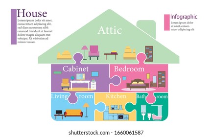 Sectional House Divided Into Sections Colorful Stock Vector (Royalty ...