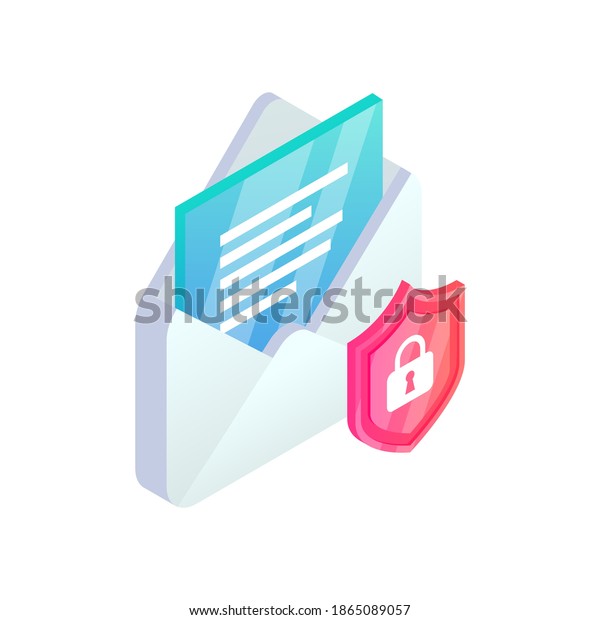 Secure Email Service Isometric Icon Safe Stock Vector (Royalty Free ...