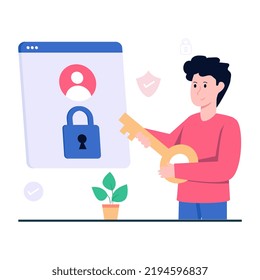 Secure Login Illustration Flat Design Stock Vector (Royalty Free ...