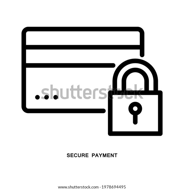 Secure Payment Icon Card Lock Outline Stock Vector (Royalty Free ...