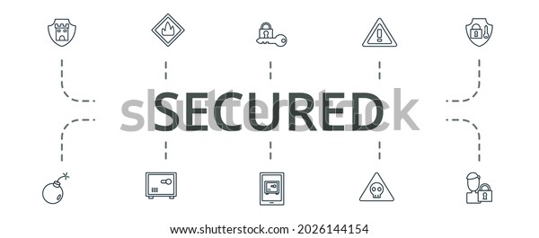 Secured Icon Set Contains Editable Icons Stock Vector (Royalty Free ...