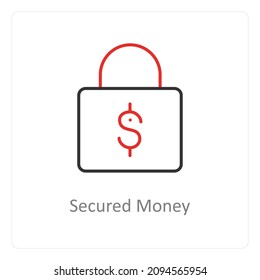 Secured Money Securing Wealth Icon Concept Stock Vector (Royalty Free ...