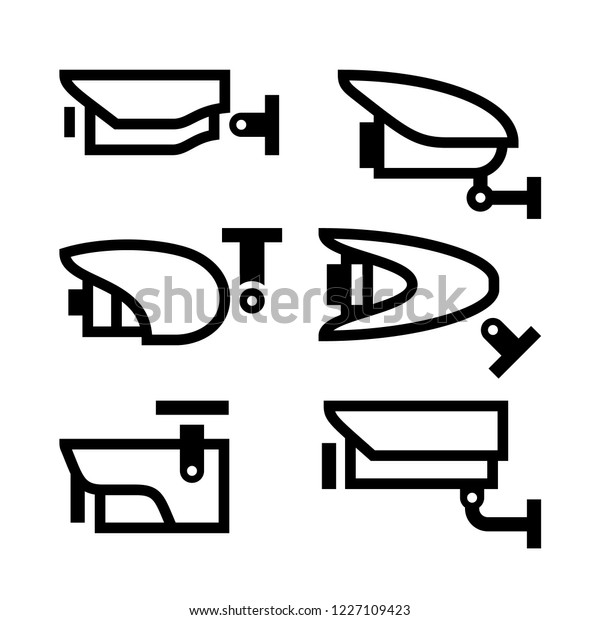 Security Camera Symbols New Black Set Stock Vector (Royalty Free ...