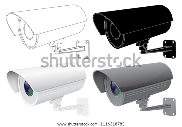Security Cctv Camera Outline Drawing Black Stock Vector (Royalty Free ...