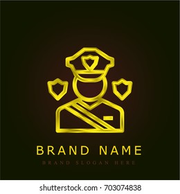 Security Golden Metallic Logo Stock Vector (Royalty Free) 703074838 ...
