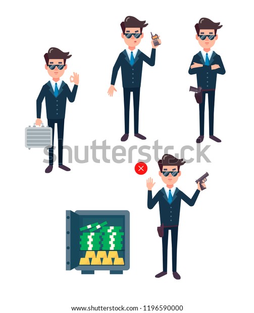 Security Guard Dark Suit Character Creation Stock Vector (Royalty Free ...