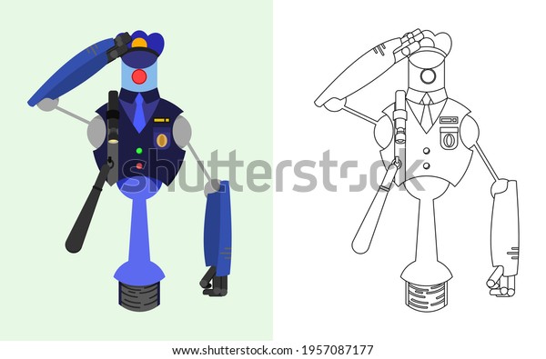 Security Guard Robot Saluting Isolated On Stock Vector (Royalty Free ...