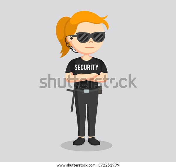 Security Guard Woman Standing Pose Stock Vector (Royalty Free) 572251999