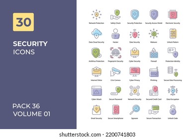 Security Icons Collection Set Contains Such Stock Vector (Royalty Free ...