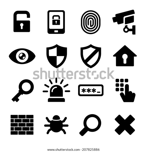 Security Icons On White Background Vector Stock Vector (Royalty Free ...
